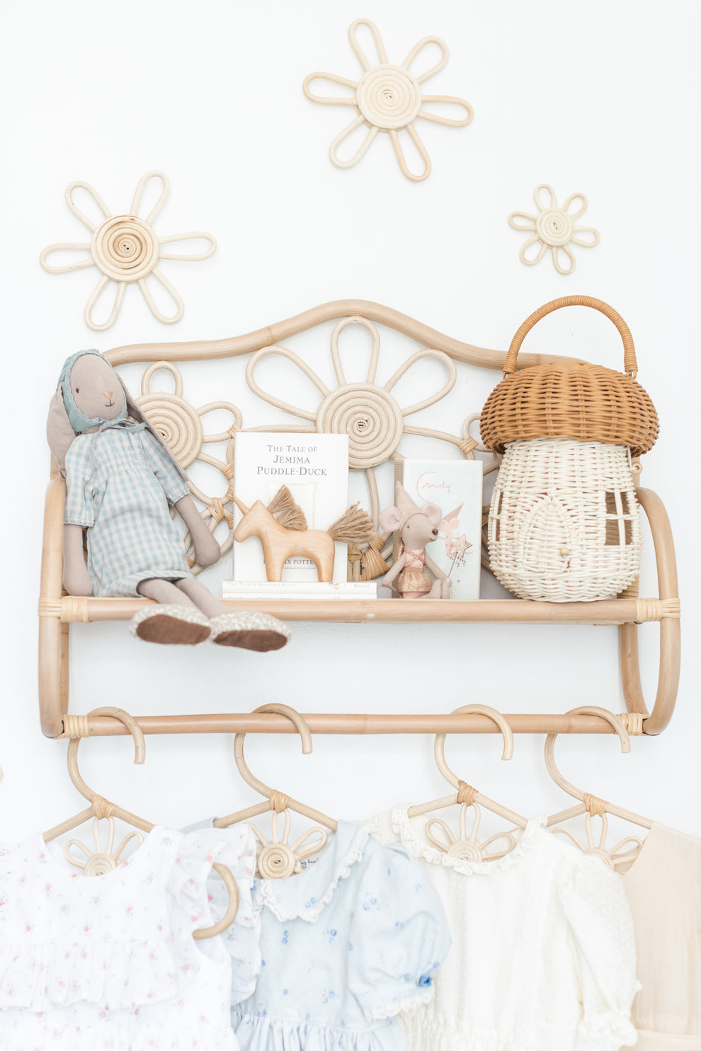 Daisy Whispers Rattan Wall Shelf – Lila & Leo